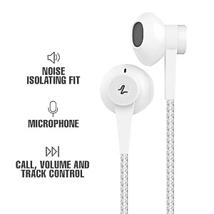 LUDOS Nexus Wired Earbuds in-Ear Headphones, Earphones with Microphone, 5 Year Warranty, 3.5mm Earphones Plug in Ear Buds, Videoconference, Calls Compatible with iPhone, Android, Laptop, Chromebook
