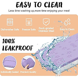 Bento Lunch Box Stainless Steel Lunch Container for Kids,Reusable 4 Compartments Metal Lunch Boxes Leakproof Food Meal Prep Lunch Containers for Kids,2P Dip Containers,Dishwasher,Freezer Safe,BPA-Free