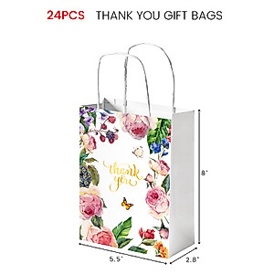 VGOODALL 24PCS Thank You Gift Bags, 5.5" x 8" x 2.8" Party Favor Bags Paper Bags Goodie Bags with Handles for Business Boutique Wedding