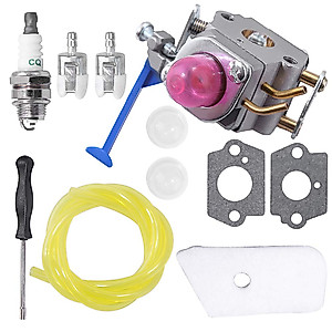 Carburetor W/Air Filter Spark Plug Primer Bulb For Husqvarna Trimmer Weedeater Wacker Edger 28cc 124L 125L 125LDX 128C 128L 128LD 128R 128RJ Poulan Replaces Zama C1Q-W40A C1Q-W38