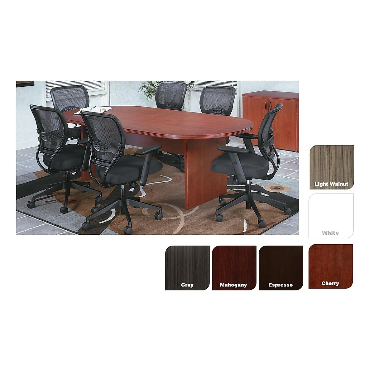 Saranya 18 Shop New Cherry Finish 6 FT Conference Table Traditional Executive Racetrack Shaped Real Wood Legs Boardroom Meeting Room Office Table Desk Furniture 71" L x 35" W x 29" H