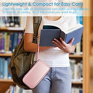 Graphing Calculator Carrying Case for TI-84 Plus CE, Fintie Hard EVA Shockproof Protective Box for TI-84 Plus/TI-83 Plus CE/Casio fx-9750GII (Rose Gold)