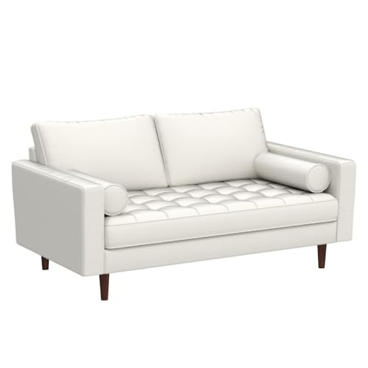 SILKIR 3-Person Sofa Couch for Living Room | Perfect for: Apartment/Studio/Office & Small Space | Poly Fabric | Fast and Easy Assembly Modern Contemporary Mid-Century, Faux Leather, White
