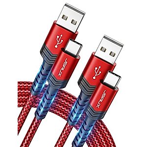 JSAUX USB-C to USB A Cable 3.1A Fast Charging [2-Pack 6.6ft], USB Type C Charger Cord Compatible with Samsung Galaxy S20 S10 S9 S8 A73 A51 A13, Note 20 10, LG G8 G7, PS5 Controller USB C Charger-Red