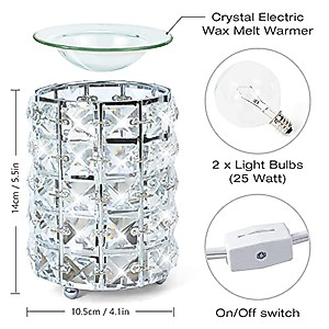 Wax Melt Warmer, Crystal Electric Wax Warmer for Christmas Decor, Scented Wax Warmer for Home Office Bedroom Living Room Decor