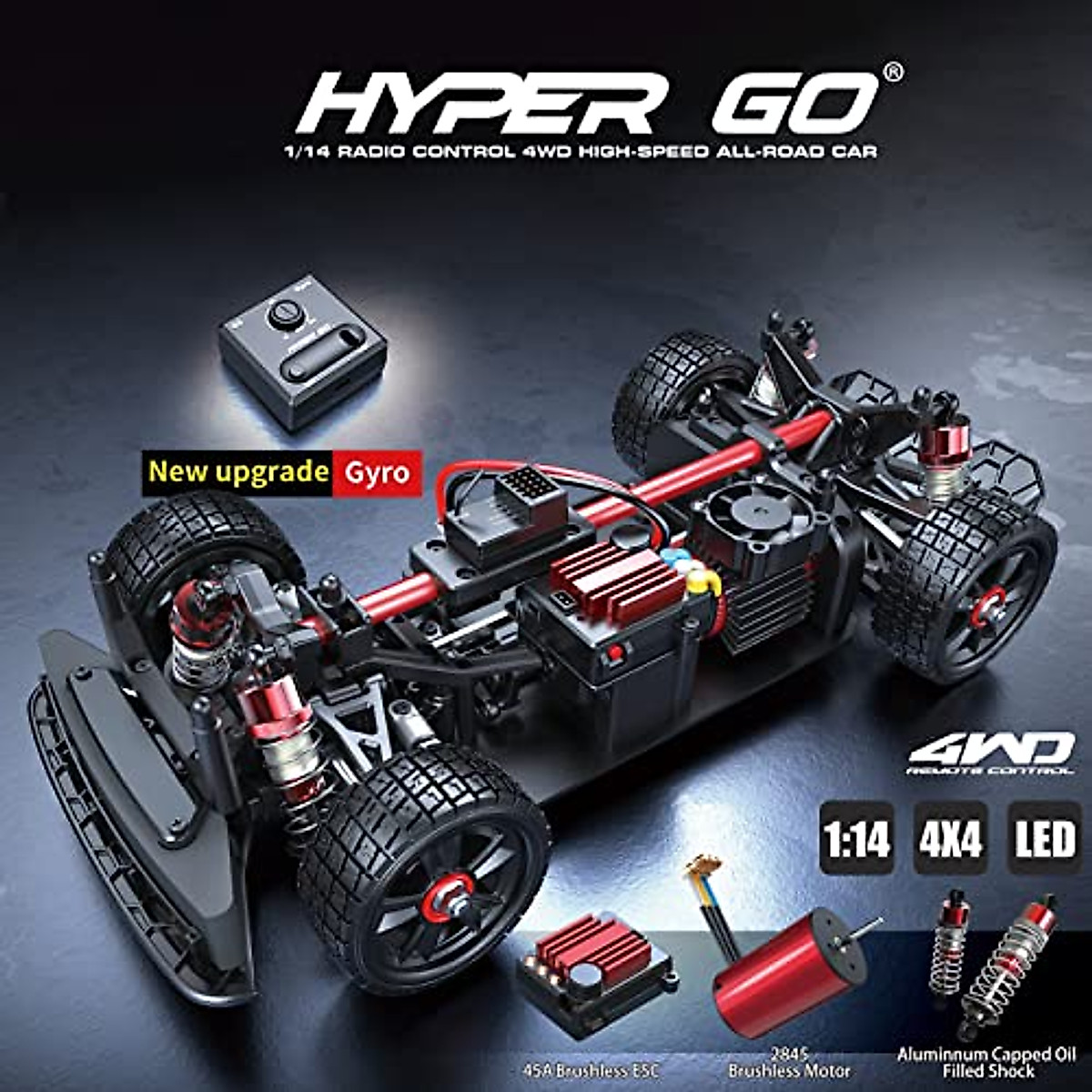 TesPower MJX Hyper Go 14302 Brushless RC Drift Car,1/14 2.4G RTR Remote Control Car for Adult,4WD Off-Road Racing Car,42KM/H High Speed All-Road Electric Hobby Toy Truck