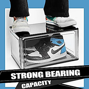 4 Pack Sneaker Storage for Sneakerheads with Magnetic Door Shoe Boxes Clear Plastic Stackable Acrylic Boot Display Case