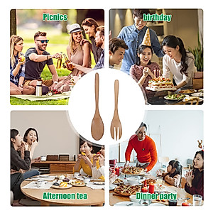 DOITOOL 1 Set 2pcs Salad Wooden Spoon Handy Wooden Utensils for Eating Salad Spoon Stirring Pasta Mixing Spoons Silverware Spoons Wooden Salad Bamboo Salad Hands Salad Woo Tableware Snack