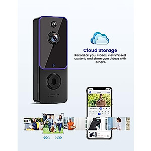 Aiwit Doorbell Camera Wireless, Indoor/Outdoor Surveillance Cam, Battery Powered, Included Chime Ringer, Live View, AI Smart Human Detection, 2-Way Audio, 2.4G WiFi, HD Night Vision, Cloud Storage