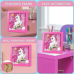 TOY Life 5D Diamond Painting Kits for Kids with Wooden Frame - Diamond Arts and Crafts for Kids Ages 6-8-10-12 Gem Art Painting Kit Girls Unicorn Crafts - Unicorn Diamond Painting Kits for Kids Girls