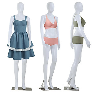 Female Mannequin Full Body Dress Form Sewing Dress Model Stand Adjustable Dress Mannequin 69" Detachable Manikin Body Display Head Rotation Manikin Torso Stand w/ Metal Base, White