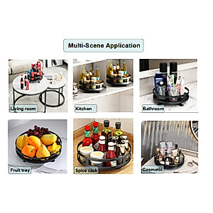 Turntable Spice Rack, 360 Degree Rotatable Seasoning Multi-Function Organizer with Suction Cup Feet for Cabinet Kitchen Refrigerator Bathroom Pantry Countertop Vanity