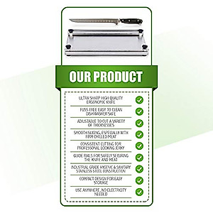 Professional Beef Jerky Slicer Making Cutting Board Kit with Jerky Legends blend of Smoky Spicy Cajun seasonings with 10 inch carving and slicing knife