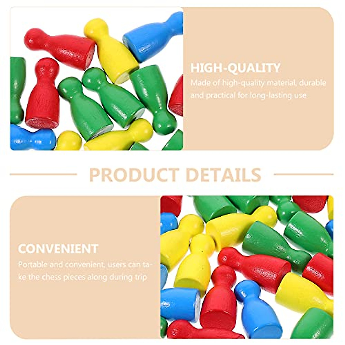 TOYANDONA 48pcs Wooden Chess Pieces Checkers Pieces Figurine Pawns Tournament Chess Set for Beginner Chess Board Game Educational Toy