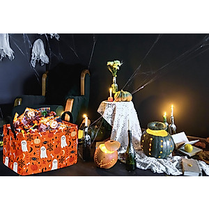 DUYIY Pumpkin Ghost Halloween Party Basket,Collapsible Gift Storage Basket,Cute Toy Storage Basket for Kids,Clothes Storage Box Organizer Containers for Toys