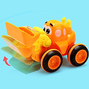 Toys for a 2 Year Old Boy - 3 Friction Powered Trucks for 2+ Year Old Boys, Push & Go Cars Cartoon Construction Vehicle Set - Toddler Boys Toys & Toy Trucks, Play Pull Back Car