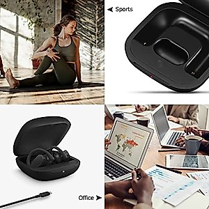 Charging Case Replacement Compatible for Powerbeats Pro Charger with Bluetooth Pairing Sync Button, 700mAh Built-in Battery (Not Include Powerbeats Pro) Black