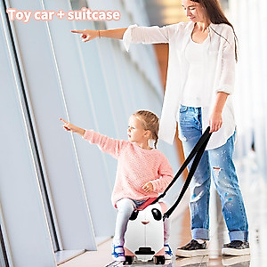 LemoHome Ride on Suitcase for Kids,21" Tow-Along Kids Luggage,Carry-On Cute Bag with Wheels,Airplane Toddler Suitcase,Hard Shell Travel Luggage For Girls Boys (Pink)