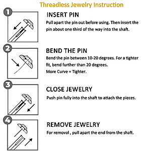 Oveta 8PCS Push Pin Lip Rings for Women 16G Threadless Labret Jewelry Monroe Ashley Medusa Piercing Jewelry, Top CZ 3mm