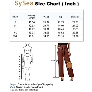 SySea Womens High Waist Leopard Pants Wide Leg Long Belted Palazzo Trousers with Pockets