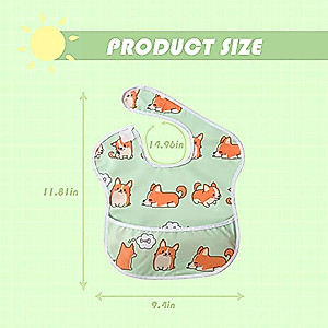 Little Dimsum 3 pack Baby Bibs Waterproof Bib Easy to Clean Feeding Bibs Weaning Bibs Adjustable Closed for Babies Toddlers with Large Pocket 6-36Months(Cat & Dog & Bear)