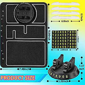 Non-Slip Phone Pad for 4-in-1 Car Non Slip Phone Pad for Car Universal 360°Rotation Dash Holder Multifunctional Car Dashboard Organizer Tray Anti Slip Mat Sticky Pad Gift Bumper Strip (Red)