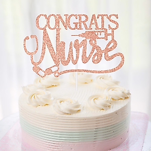 Congrats Nurse Cake Topper, Future Nurse/Congrats RN BSN FNP LPN Cake Decor, Class of 2025 Nursing School Survivor Graduation Party Decorations