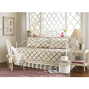 Laura Ashley Home - Standard Sham, Soft Cotton Bedding with Envelope Closure, Pre-Washed Home Decor for Added Softness (Ruffle Garden Cream, 20" x 26")