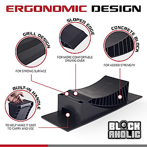 EZ RV Leveler - Curved Leveling Ramp with Chocks and Rubber Mat - RV Trailer Camper Leveling Blocks - 2 Pack for Tandem Axle Campers