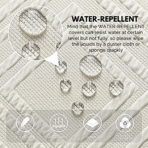 SearchI Waterproof Dining Chair Seat Covers Set of 4, Washable Stretch Seat Covers for Dining Chairs, Rear-Covered Dining Room Seat Cover Protector(Cream Rhombus Jacquard)