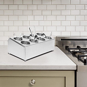 CeRaBuRET Commercial 8-Hole Stainless Steel Cylinder Flatware Silverware Utensil Holder Organizer Restaurant Silverware Organizer Countertop Cylinder Holder For Restaurants, Catering