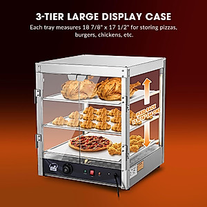 WeChef 3-Tier Commercial Food Warmer Display Pizza Warmer Countertop Pastry Warmer for Restaurant Cafe Buffet 20x20x24