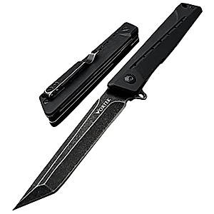 VORTEK Ball Bearing Pivot System Folding Pocket Knife, Everyday Carry, 8Cr13MOV Tanto Blade