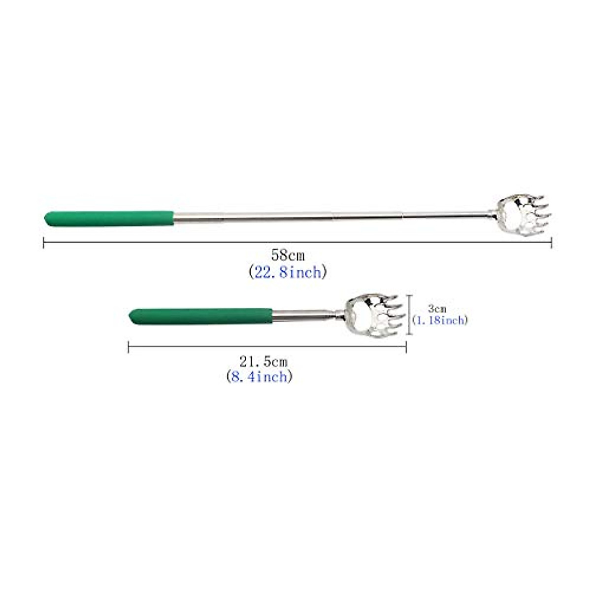 CERRXIAN (4-Pack) Telescoping Back Scratcher , LEMENG Portable Extendable Telescopic Bear Claws Metal Back Scratchers - Hand Massager Backslap with Rubber Handles