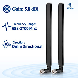 Bingfu SMA Male 4g LTE Antenna 6dBi (2-Pack) Compatible with Verizon AT&T T-Mobile Sprint 4G LTE Wireless Router CPE Hotspot IoT Gateway Modem Cellular Trail Camera