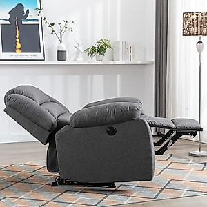 IULULU Electric Power Recliner Chair for Living Room Single Home Theater Seating Sofa Easy Lounge with Soft Padded Headrest and Armrest, Grey