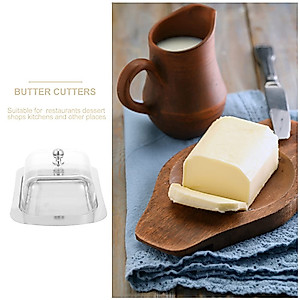Butter Dish with Lid, Butter Keeper Container with Clear Detachable Lid for Countertop, Unbreakable Stainless Steel Butter Dish Holder, Keep Butter Fresh, Butter Keeper Tray for Home, Camping