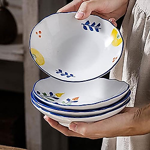 WAOCEO Appetizer Bowls 6 inch Ceramic Dessert Dishes Sauce Dish Soy Sauce Dipping Plates Snack Appetizer Side Dishes Serving Dish Japanese Style Dinnerware Set Salad Bowls (Color : D)