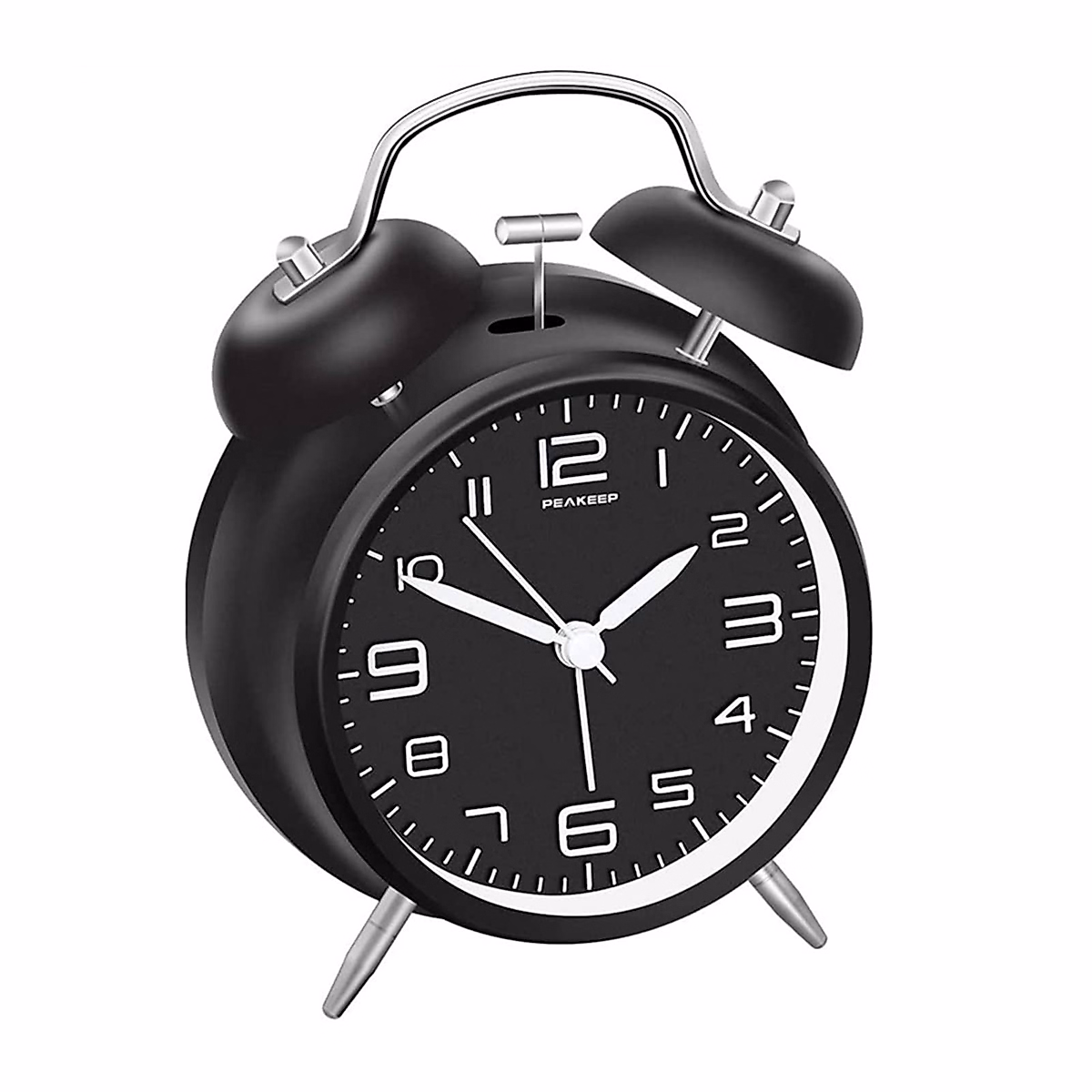 GRFIT Alarm Clock 4 Inch Twin Bell Loud Alarm Clock Metal Frame 3D Dial with Backlight Battery Operate Desk Table Alarm Clock for Home and Office Clock for Bedrooms (Color : 1)