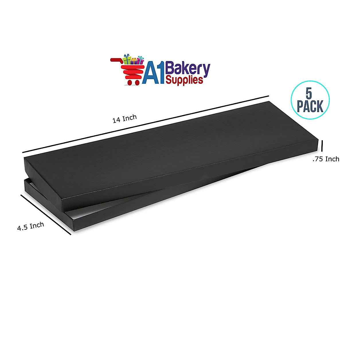 A1BakerySupplies® Men Tie Gift Box Men or Women Socks Gift Boxes Tie Box Size 14 x 4.5 x 0.75" scarves Boxes (5 Pack Black Boxes)