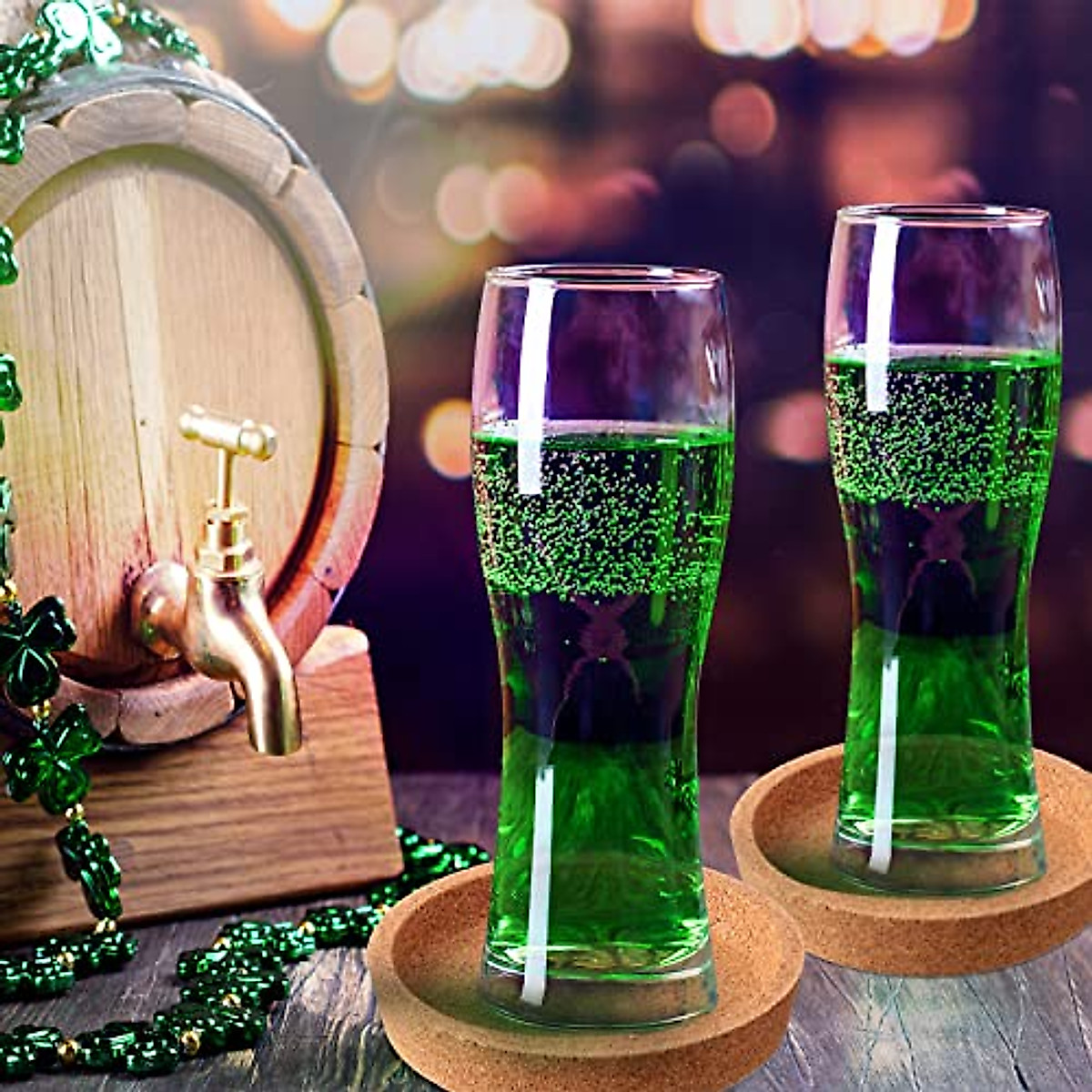 Set of 18 Cork Coasters Bulk 4 Inch Round Lip Cup Holder Leak Proof Cork Coasters for Drinks Reusable Absorbent Cup Coaster for Mugs Coffee Glass Table Desk Party Supplies, Brown