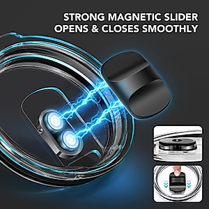 Magnetic Tumbler Lid - Fits Rambler, Ozark Trail, Old Style Rtic,Replacement Magnetic Slider, Magnetic Spill Proof Tumbler Cover (30oz, 1Pc Black)