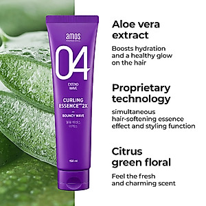 AMOS PROFESSIONAL Curl Defining Cream 5.1oz (150ml) | Hydrating Hair Serum for Moisturized Curls and Healthy Waves | Korean Curl Defining Cream with Citrus Green Floral Fragrance