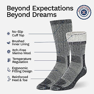 Buttons & Pleats Wool Socks for Men Women Merino Thermal Warm Cozy Winter Fuzzy Boot Sock Charcoal SM