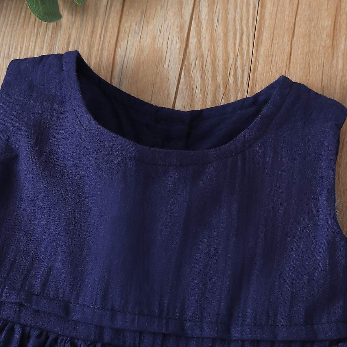 Toddler Baby Girls Dress Embroideries Floral Summer Seaside Beach Sundress Onepiece Outfits (Navy Blue Princess Dress, 6-9 Months)