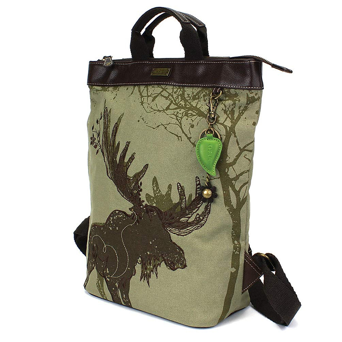 CHALA Safari Backpack Faux Leather / Canvas - Moose -Olive