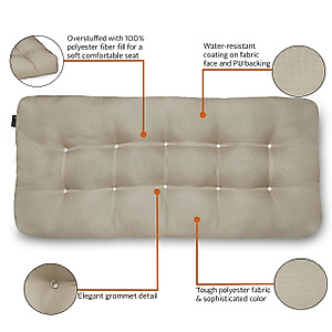 Classic Accessories Water-Resistant Indoor/Outdoor Bench Cushion, 54 x 18 x 5 Inch, Khaki, Patio Bench Cushion