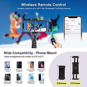 UBeesize 62" Phone Tripod & Selfie Stick, Camera Tripod Stand with Wireless Remote and Phone Holder,Compatible with iPhone Android Phone, Perfect for Selfies/Video Recording/Live Streaming Black