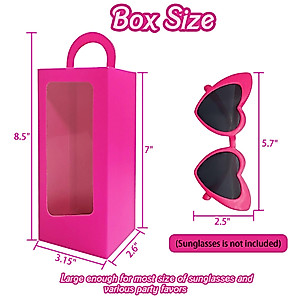12 Hot Pink Party Favor Boxes 90s Doll Pink Girls Birthday Gift Gable Treat Box Candy Goodie Tall Gable Window Box for Pink Girl Princess Birthday Wedding Bridal Shower Bachelorette Decorations