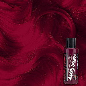 MANIC PANIC Vampire Red Hair Color - Amplified - Semi Permanent Hair Dye - Deep Blood Red Color Can Give Burgundy Tones To Unbleached Hair - For Dark, Light Hair - Vegan, PPD & Ammonia Free (4oz)